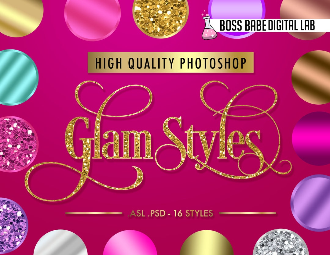 Glam Layer Styles for Photoshop, Photoshop Styles, Glitter Photoshop ...