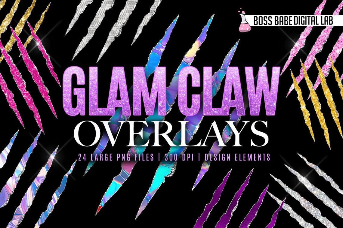 Glam Claw Tear Overlays Glitter Claw Tears Clipart Glitter - Etsy