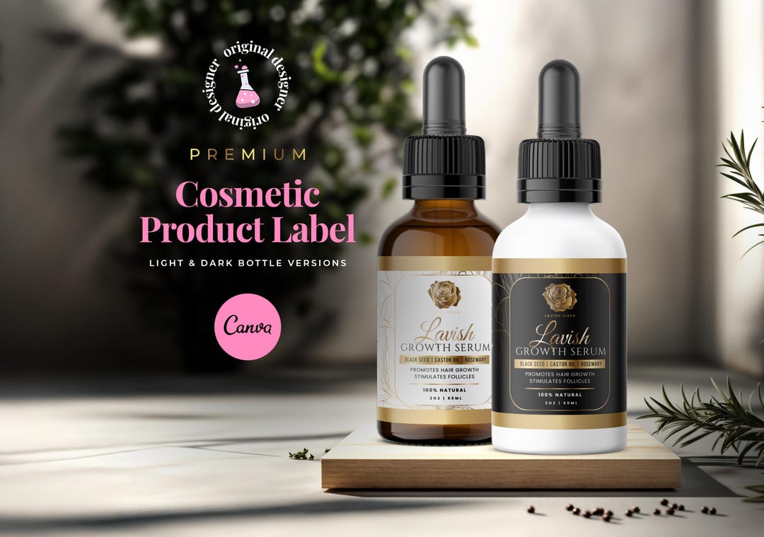 Hair Growth Oil Label Design, Canva Do It Yourself Growth Oil Label ...