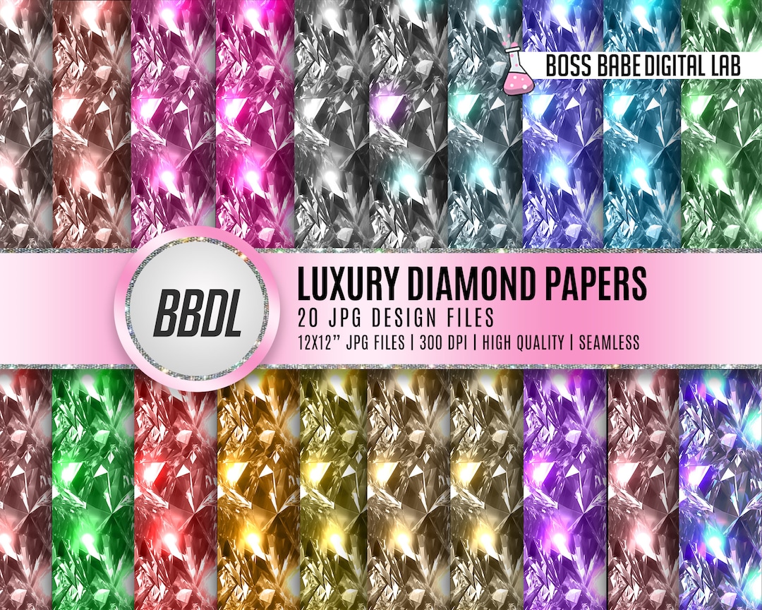 Iridescent Gemstone Digital Papers, Seamless Diamond Digital Papers ...