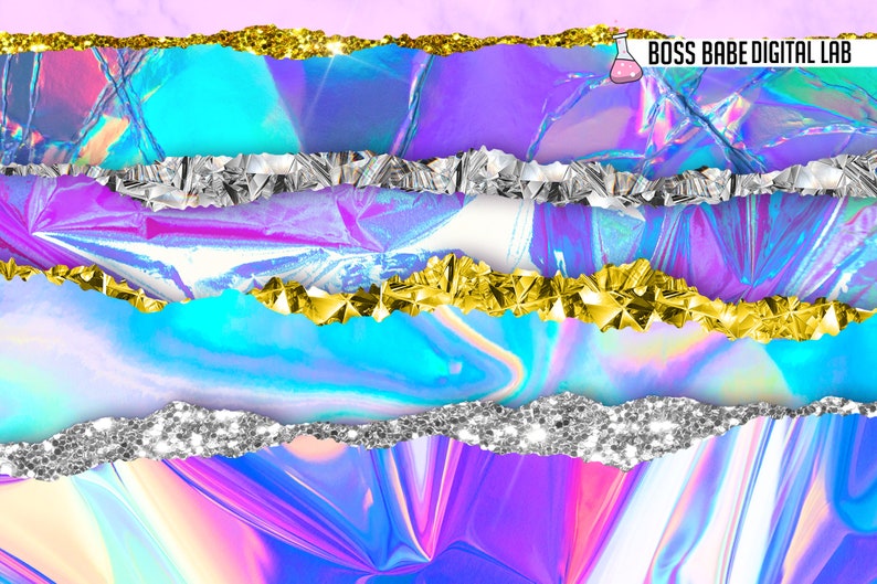 Glam Hologram Tears Clipart Glitter Hologram Tear Borders | Etsy