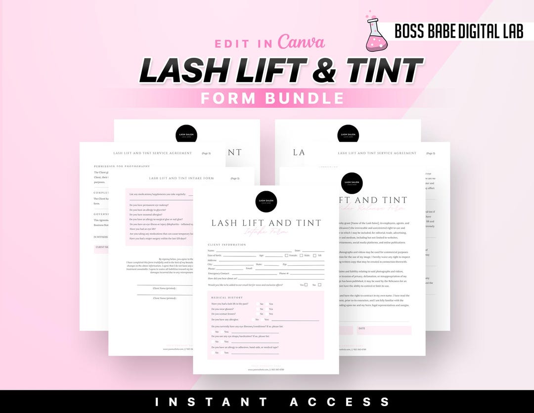 Lash Lift Consent, Canva Template, Lash Lift and Tint Aftercare, Lash ...