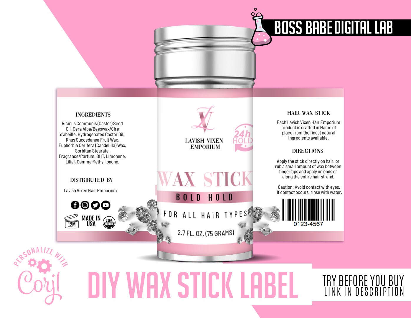 DIY Wax Stick Labels Do It Yourself Hair Wax Stick Sticker | Etsy