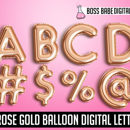 Rose Gold Foil Balloon Alphabet Clipart Commercial Use Rose - Etsy