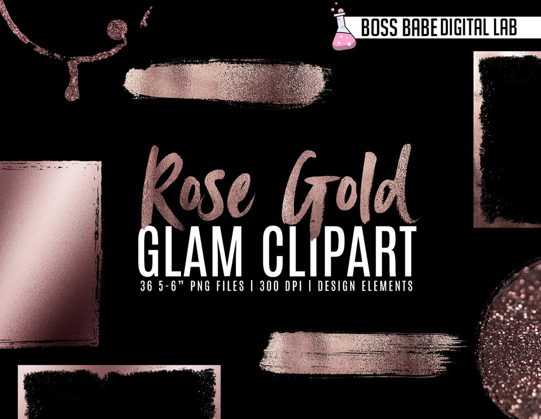 Glam Rose Gold Clipart, Rose Gold Design Elements, Rose Gold Brush ...
