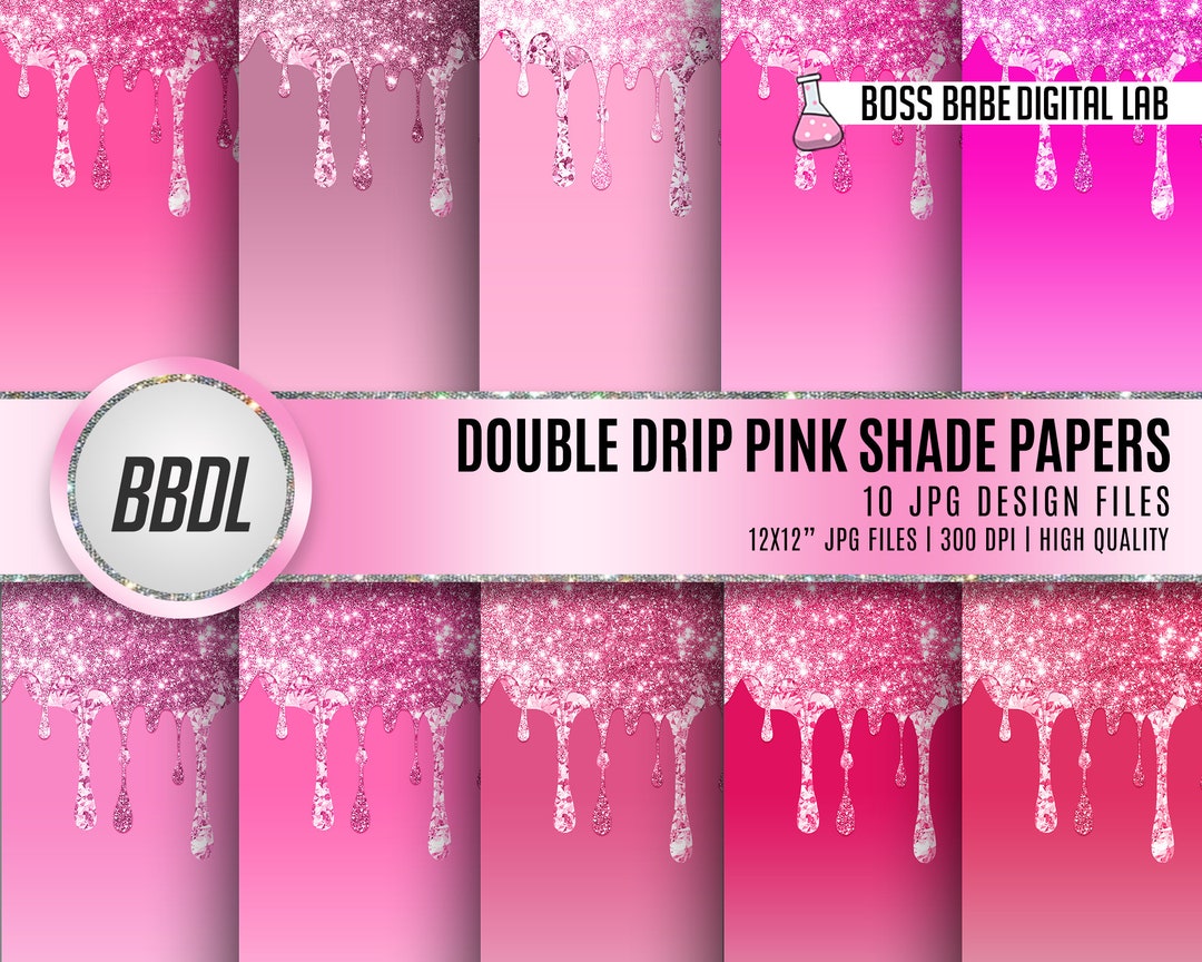 Double Drip Pink Shade Digital Papers, 12" X 12", 300 Dpi Jpgs, Instant ...