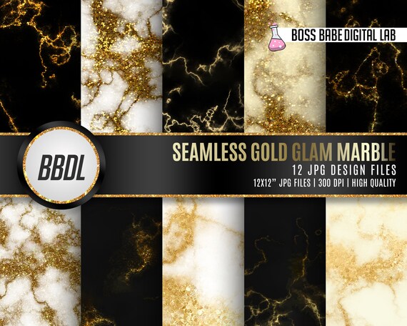 Seamless Gold Glam Marble Digital Paper Gold Glitter Marble | Etsy