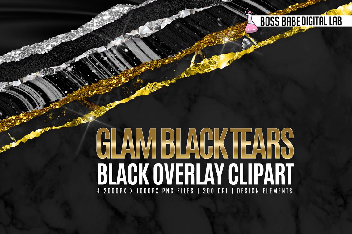 Glam Black Tears Clipart Glitter Black Tear Borders Clipart - Etsy