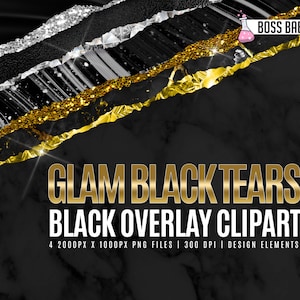 Glam Black Tears Clipart, Glitter Black Tear Borders Clipart, Glitter ...