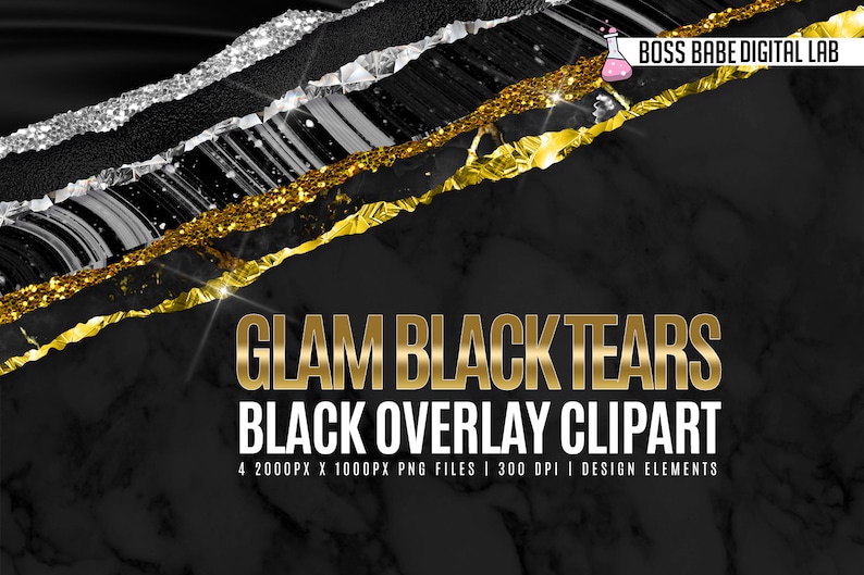 Glam Black Tears Clipart, Glitter Black Tear Borders Clipart, Glitter ...