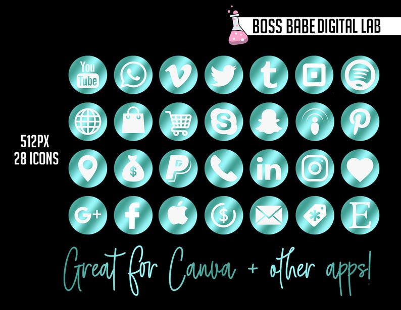 Teal Website Icon Kit Teal Social Media Icons Teal Social - Etsy