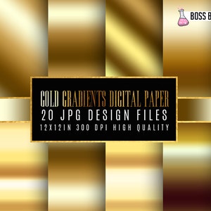 Gold Gradients Digital Paper, Paper in Ombre Gold, Foil Digital Paper ...