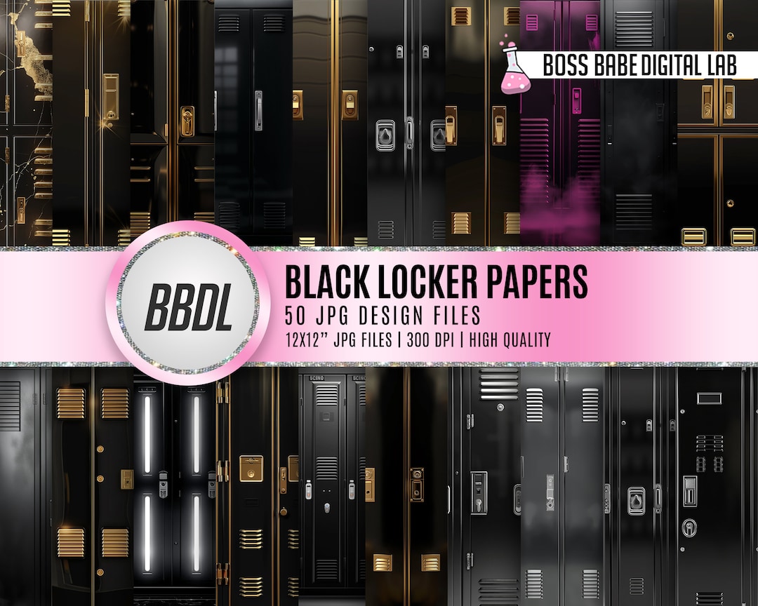 Back to School Black Locker Digital Paper, Back to School Clipart, Back ...