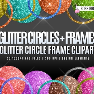 Glitter Circle Frame Clipart, Glitter Design Elements, Glitter Circle ...