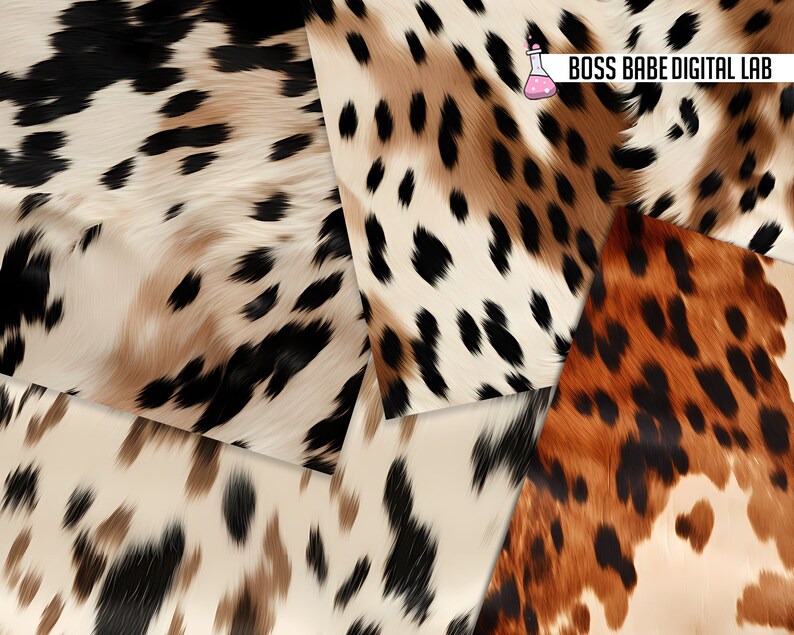 20 Cowhide Digital Paper Textures, Seamless Cow Leather Textures ...