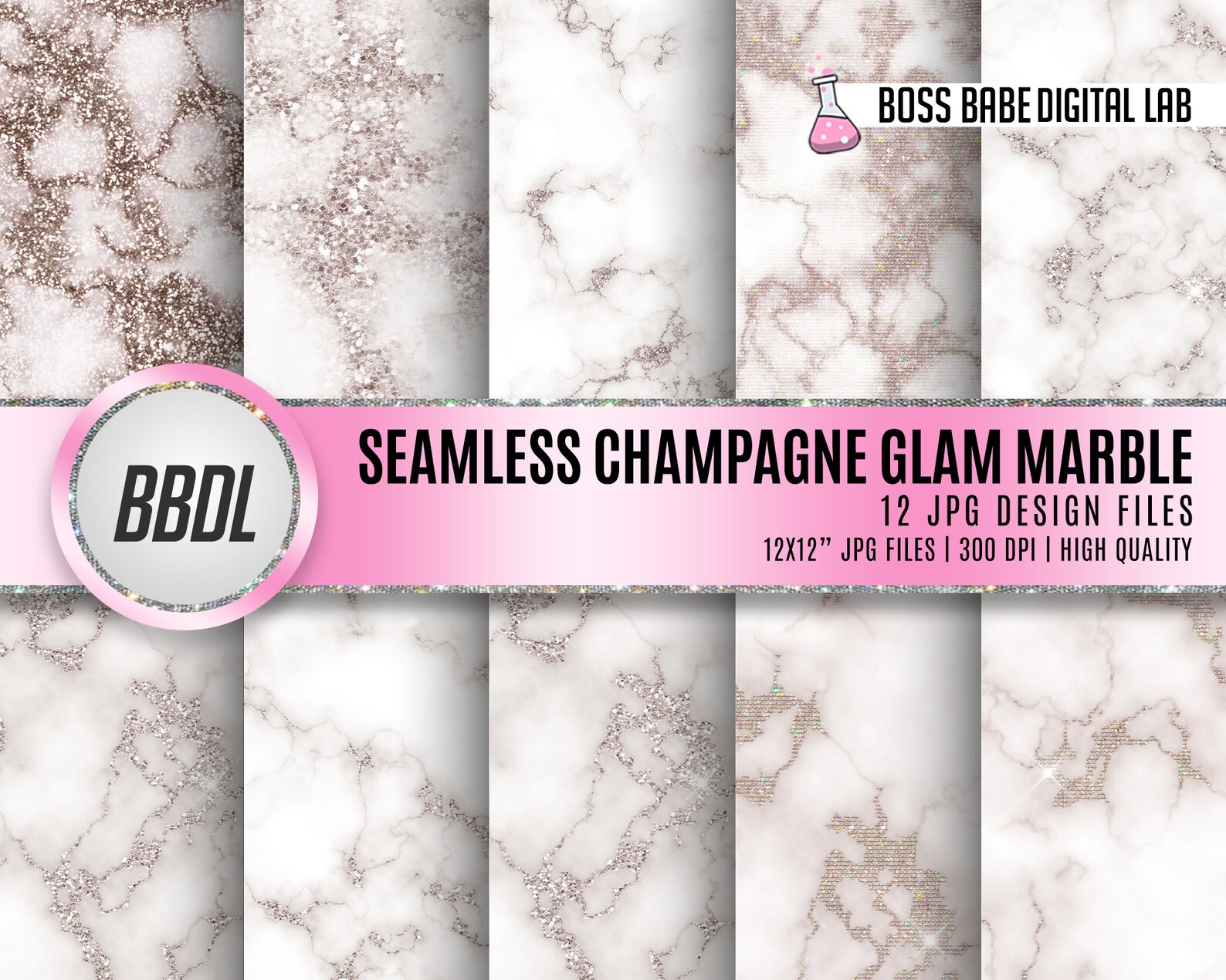 Seamless Champagne Glam Marble Digital Paper, Champagne Marble Paper ...