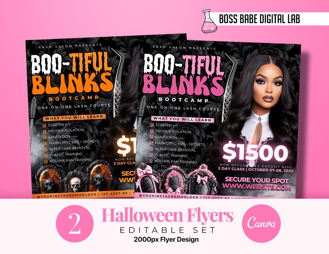Spooky Lash Masterclass Flyer Duo | Lash Class Flyer | Canva Flyer ...