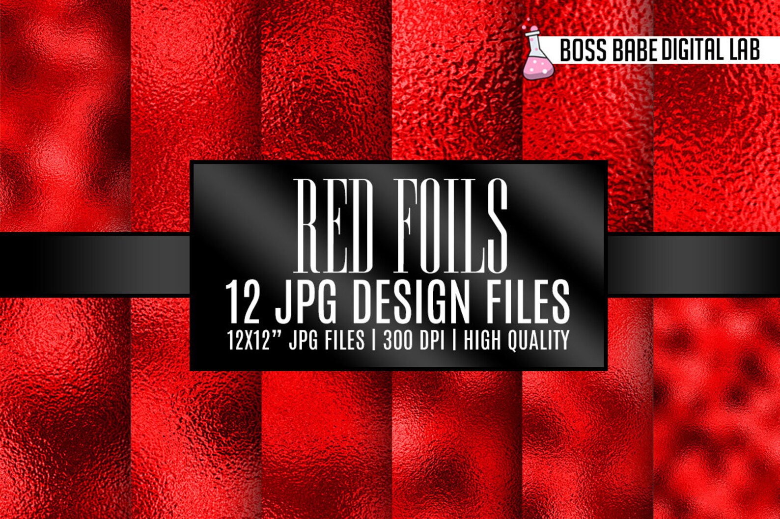 Red Foil Textures, Foil Digital Paper, Red Foil, Red Foil Digital ...