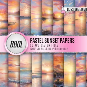 20 Sunset Digital Paper | Pastel Gradient | Pastels Digital Paper JPG ...