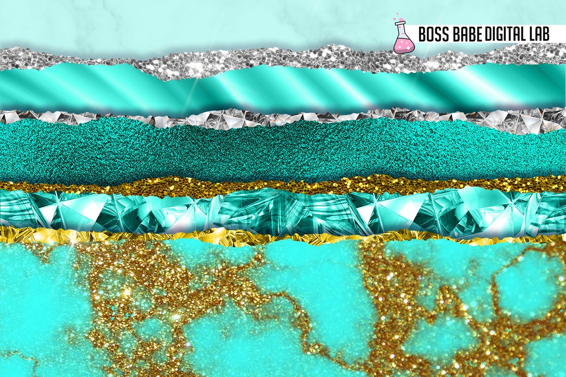Glam Teal Tears Clipart, Glitter Teal Tear Borders Clipart, Glitter ...