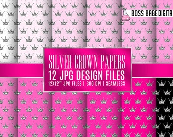 Crown Digital Paper | Etsy