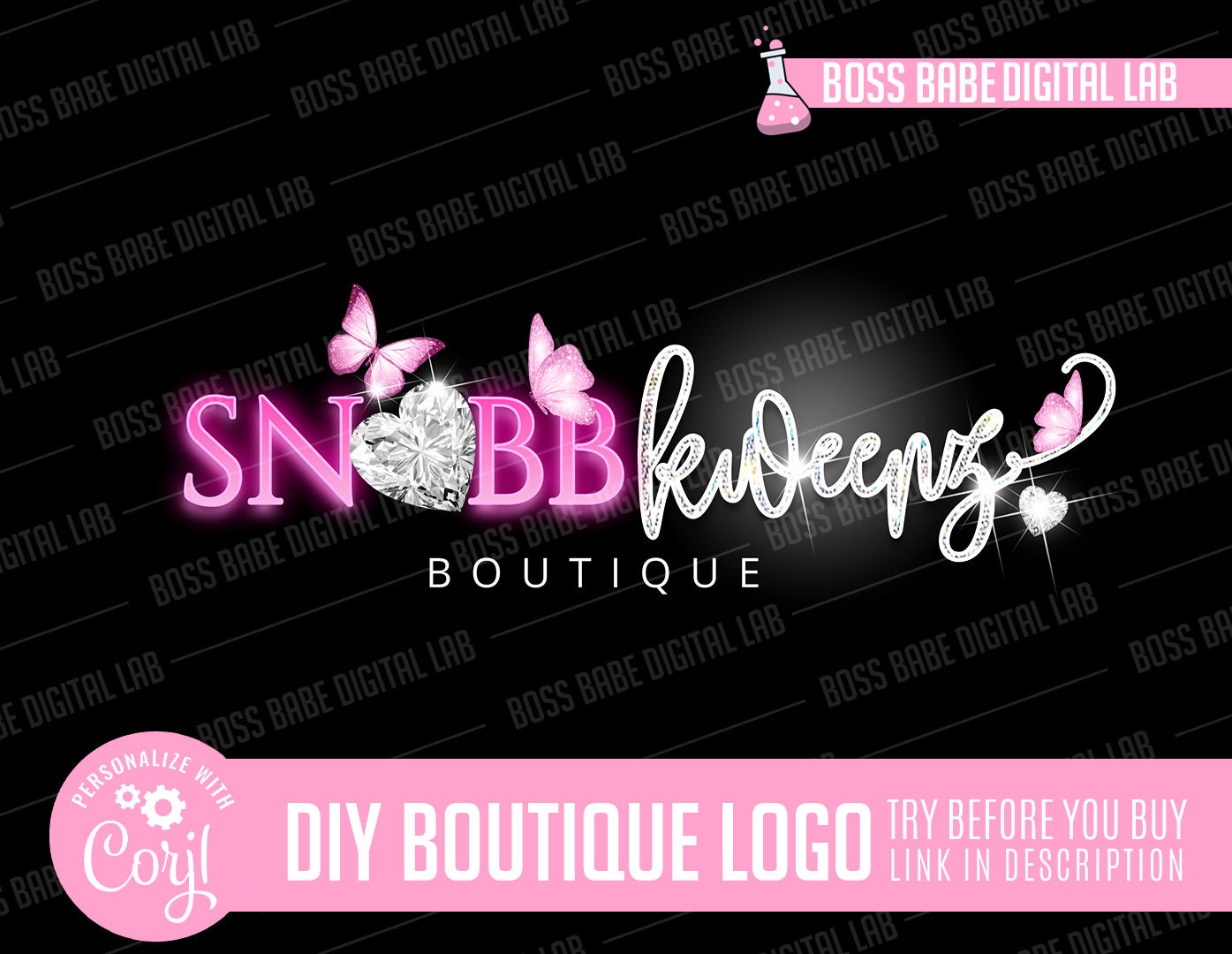 DIY Edit Yourself Boutique Logo Hair Logo Watermark Beauty Logo Hair ...