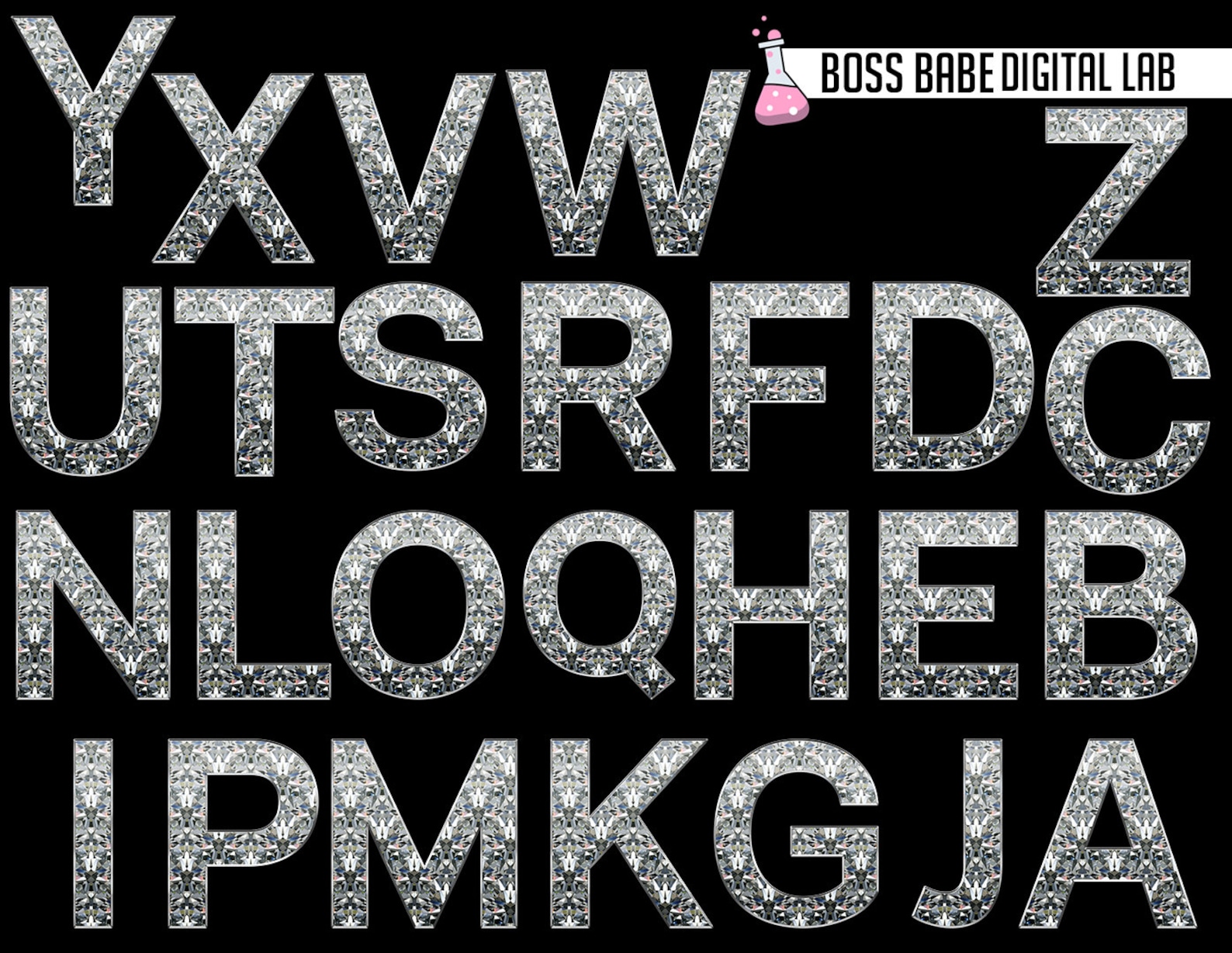 Diamond Alphabet Clipart, Diamond Alphabet Design Elements, Diamond ...