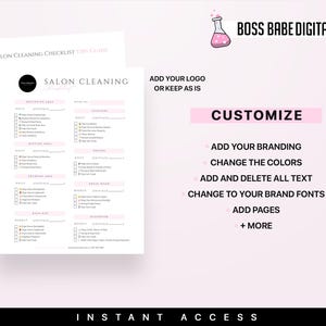 Hair Salon Cleaning Checklist, Editable Salon Cleaning Checklist, Daily ...