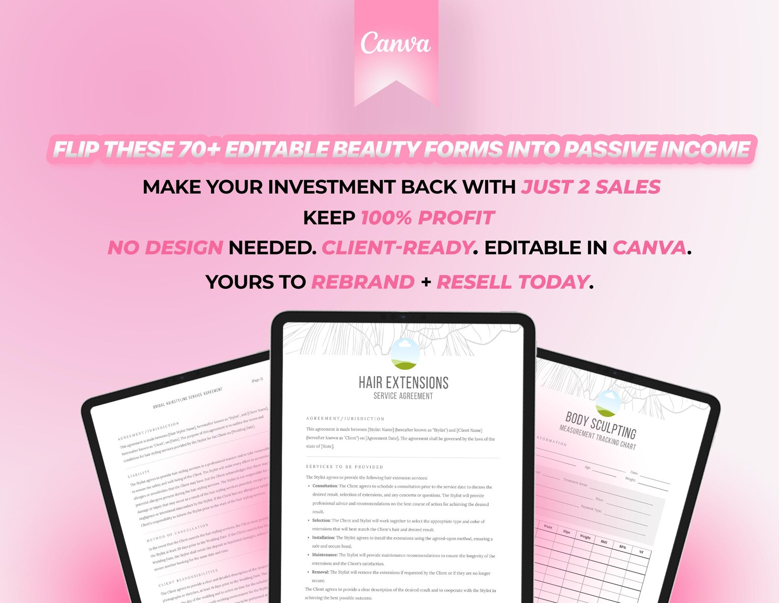 PLR Canva Beauty Forms Pack, Private Label Rights Canva Templates ...