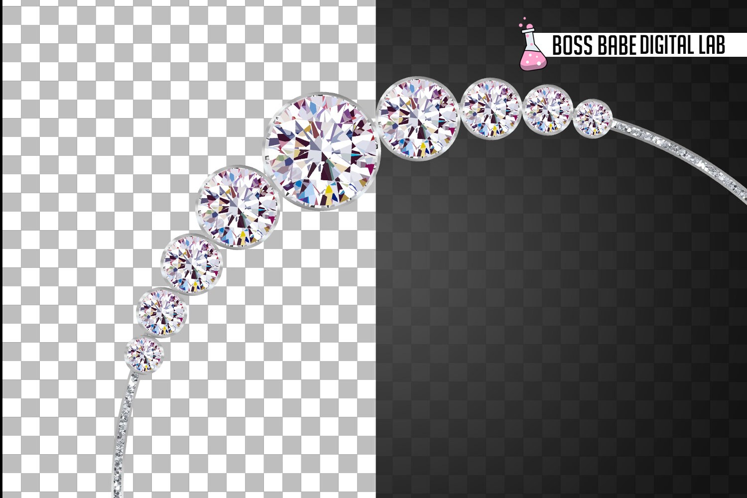 Glam Diamond Circle Frame Clipart Diamond Design Elements | Etsy