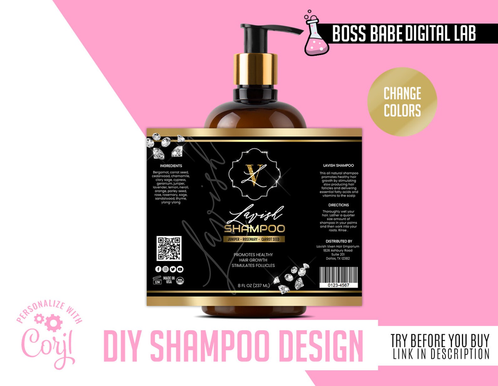 Shampoo Label Design Do It Yourself Shampoo Label Design DIY | Etsy