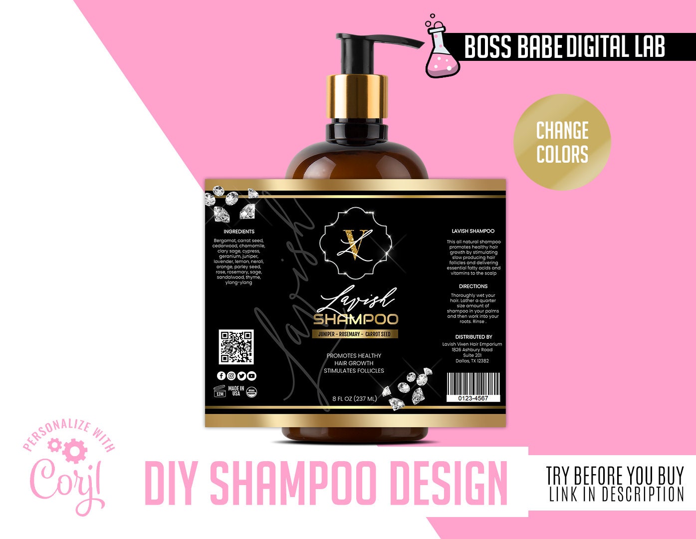 Shampoo Label Design Do It Yourself Shampoo Label Design DIY | Etsy