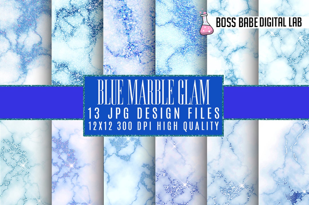 Blue Glam Marble Digital Paper, Blue Glam Marble Paper, Marble Paper ...