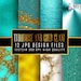 12 Turquoise and Gold Glam, Turquoise and Gold Glam Digital Papers, 12 ...