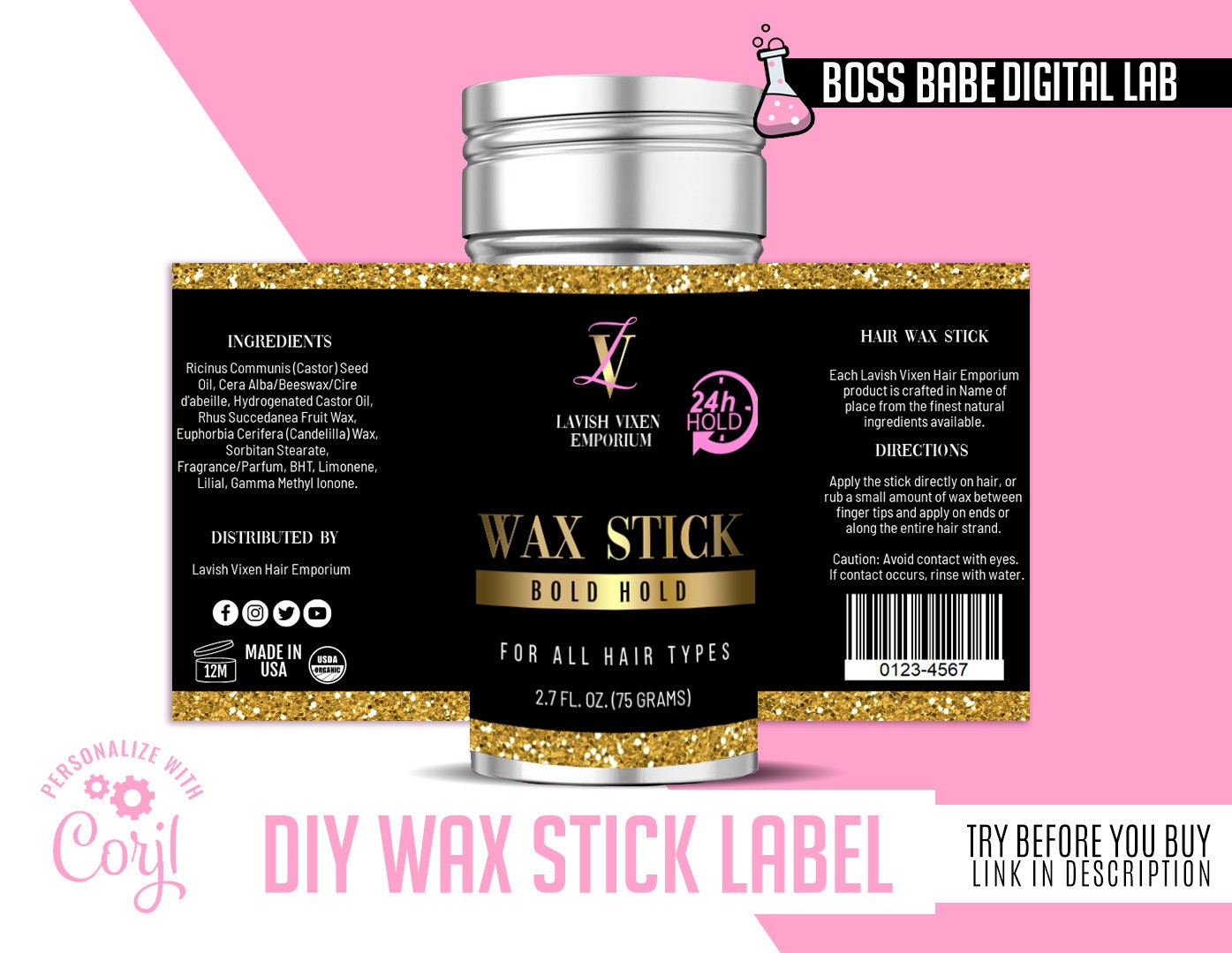 DIY Wax Stick Labels Do It Yourself Hair Wax Stick Sticker | Etsy