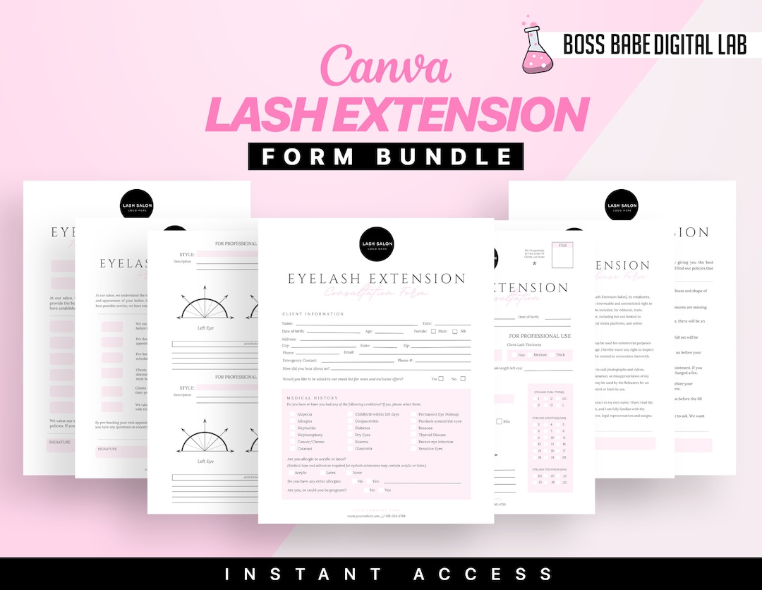 Eyelash Extension Forms, Editable Lash Consent Templates, Lash Tech ...
