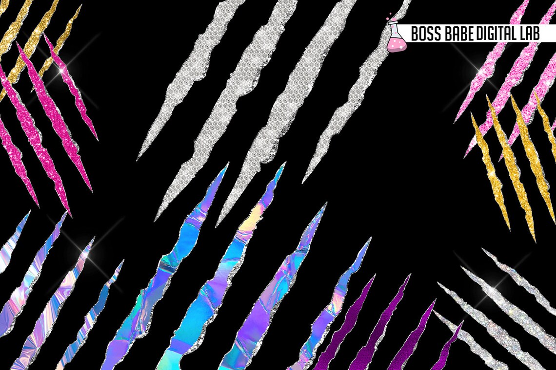 Glam Claw Tear Overlays Glitter Claw Tears Clipart Glitter - Etsy