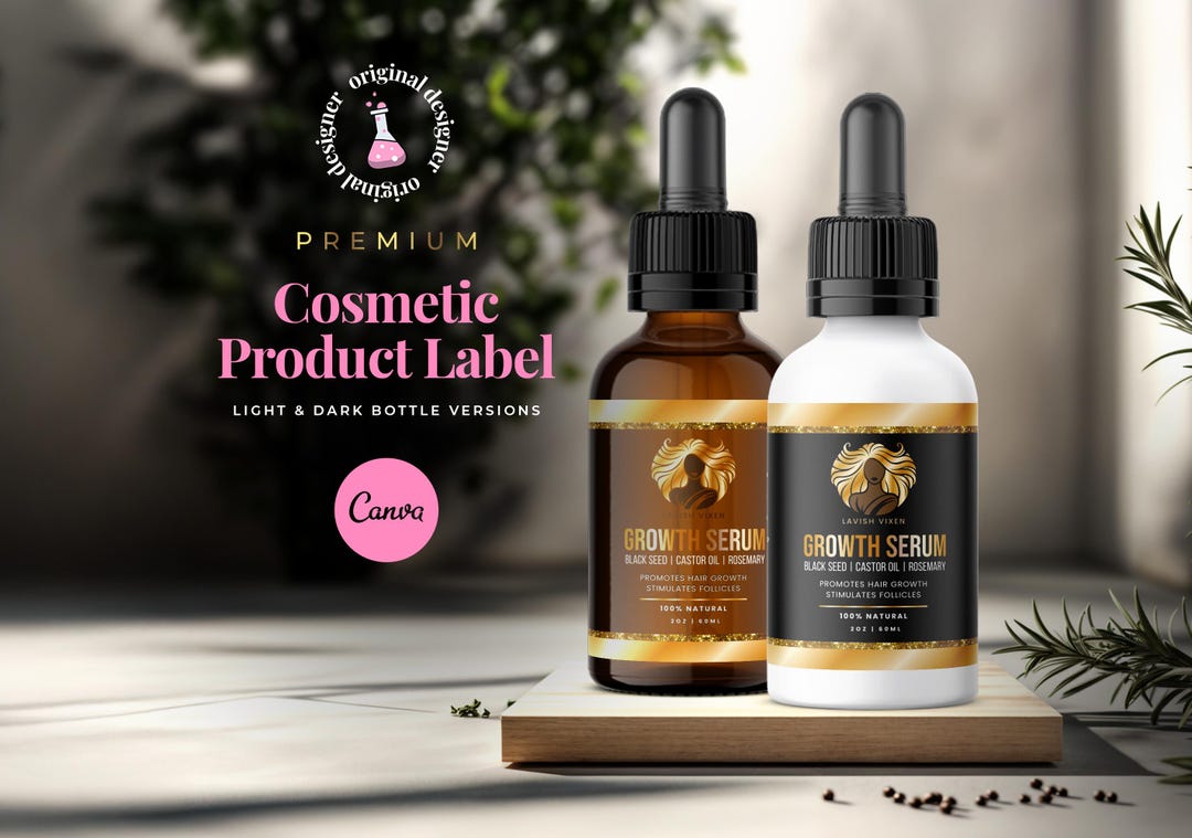 Hair Growth Oil Label Design, Canva Do It Yourself Growth Oil Label ...