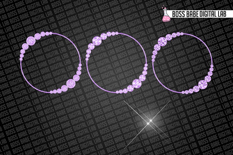 Glam Diamond Circle Frame Clipart Diamond Design Elements - Etsy