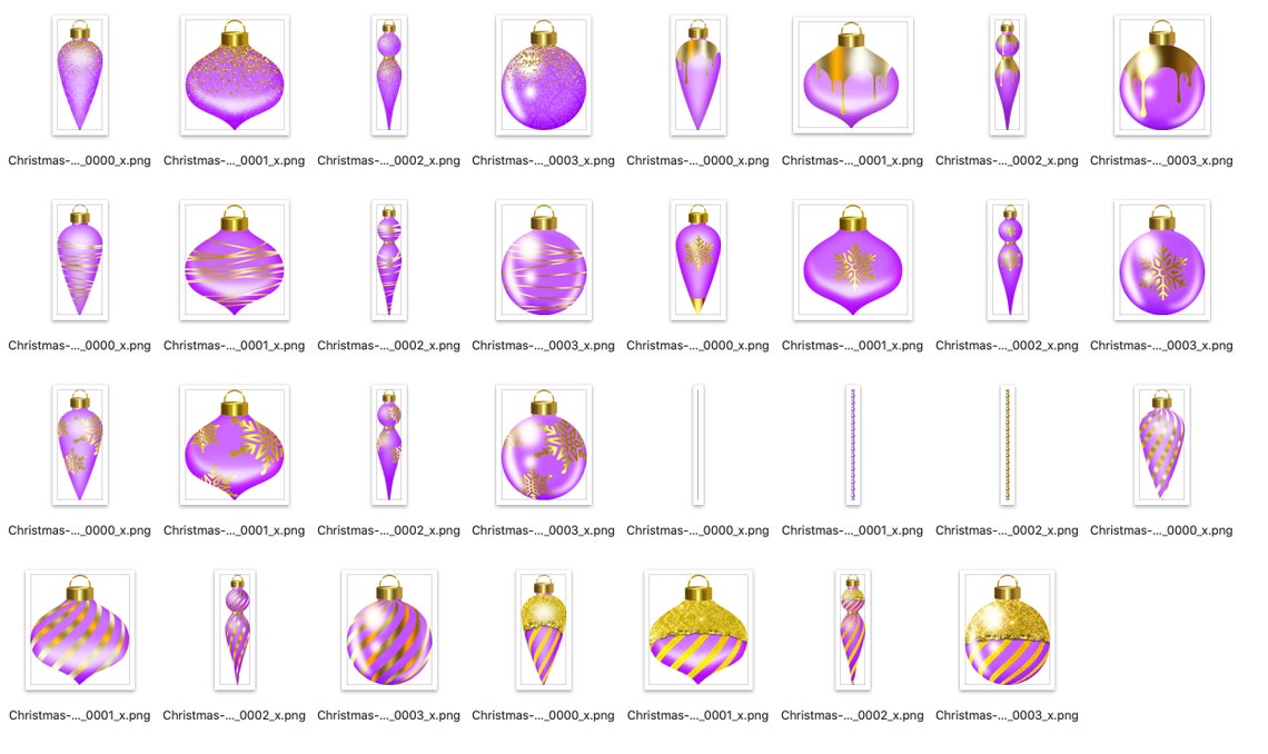 Glam Purple and Gold Christmas Ornament Clipart: Christmas | Etsy