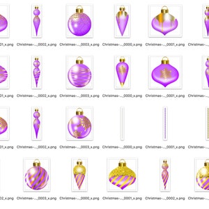 Glam Purple and Gold Christmas Ornament Clipart: Christmas Clipart ...