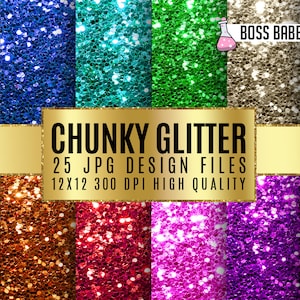 25 Chunky Glitter Digital Papers, 12" X 12", 300 Dpi High Quality Jpgs ...