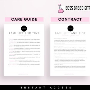 Lash Lift Consent, Canva Template, Lash Lift and Tint Aftercare, Lash Life Contract, Lash Lift ...