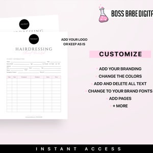 Hair Stylist Forms, Editable Hair Consent Templates, Hair Stylist ...