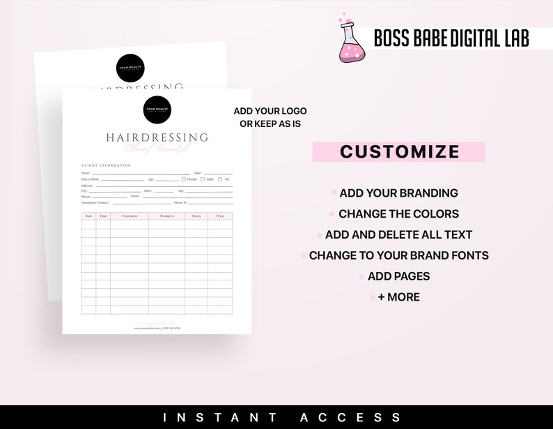 Hair Stylist Forms, Editable Hair Consent Templates, Hair Stylist ...