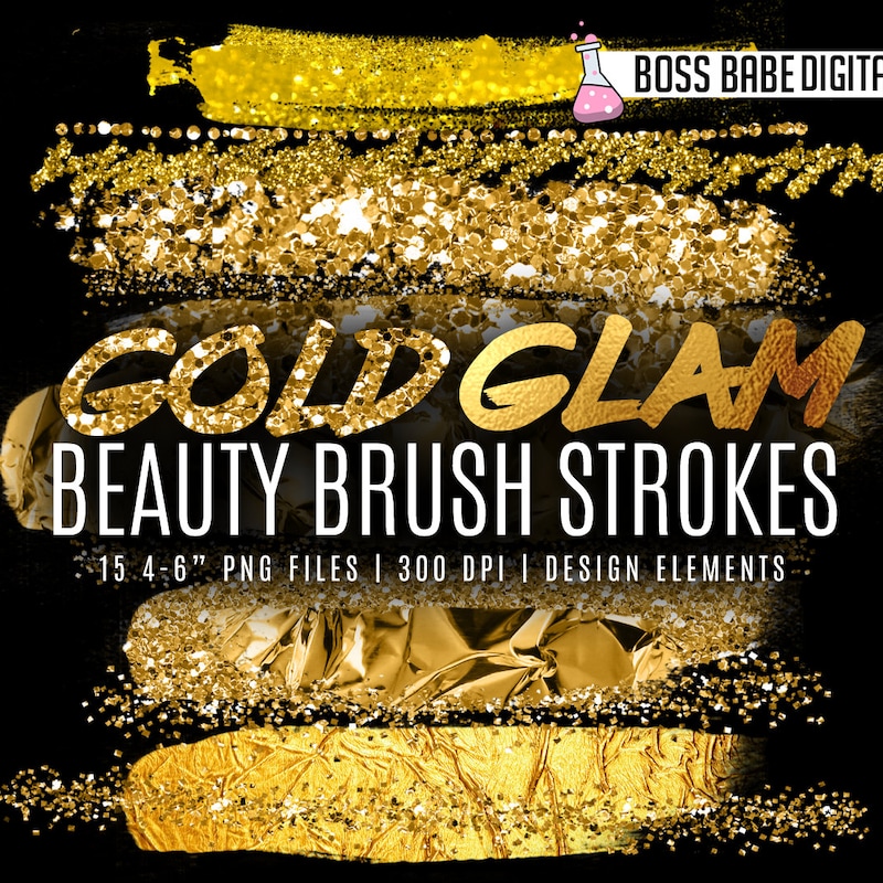 Gold Glitter Clipart - Etsy