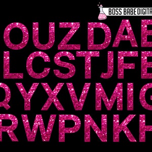 Pink Glitter Alphabet Clipart, Pink Glitter Alphabet Design Elements ...