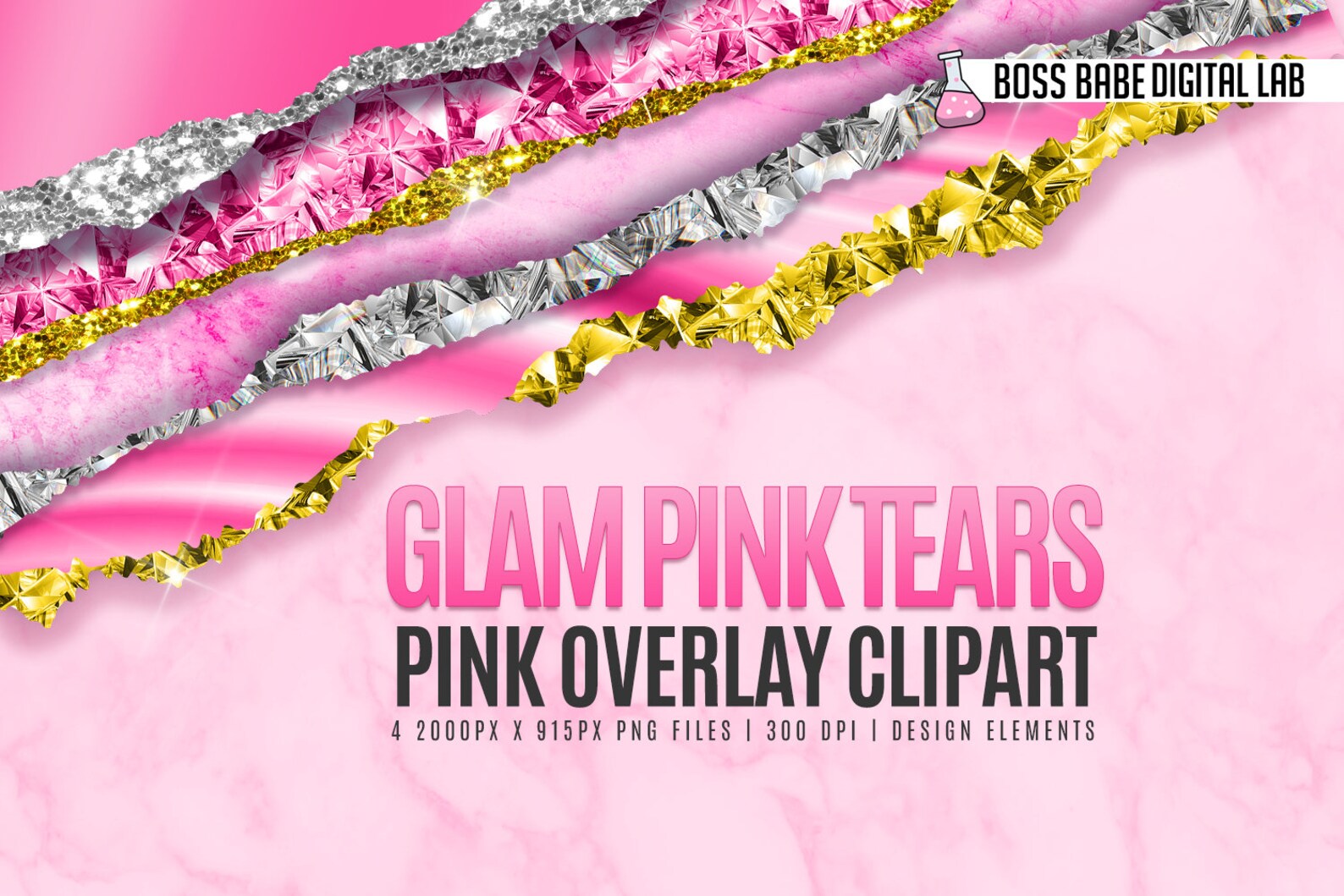Glam Pink Tears Clipart, Glitter Pink Tear Borders Clipart, Glitter ...