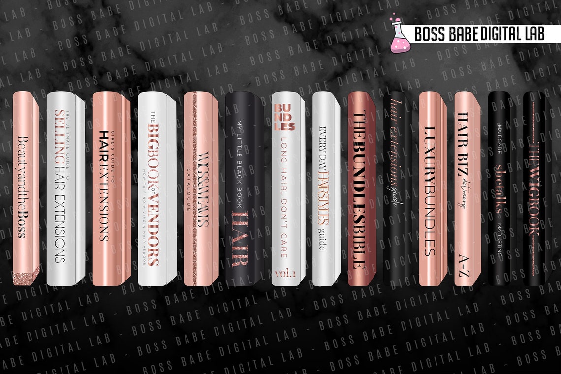 Rose Gold Hair Extension Book Clipart Feminine Hair Book - Etsy