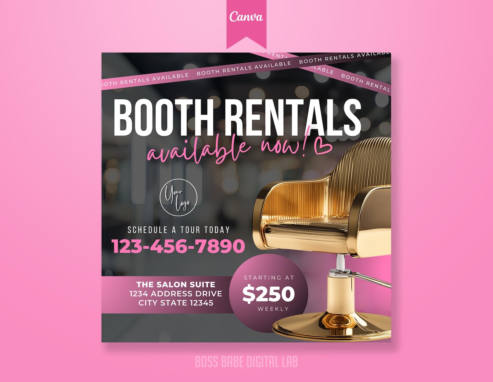 Salon Suite Flyer Canva, Now Leasing Salon Suites, Animated Template ...